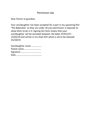 Permission slip | DOCX