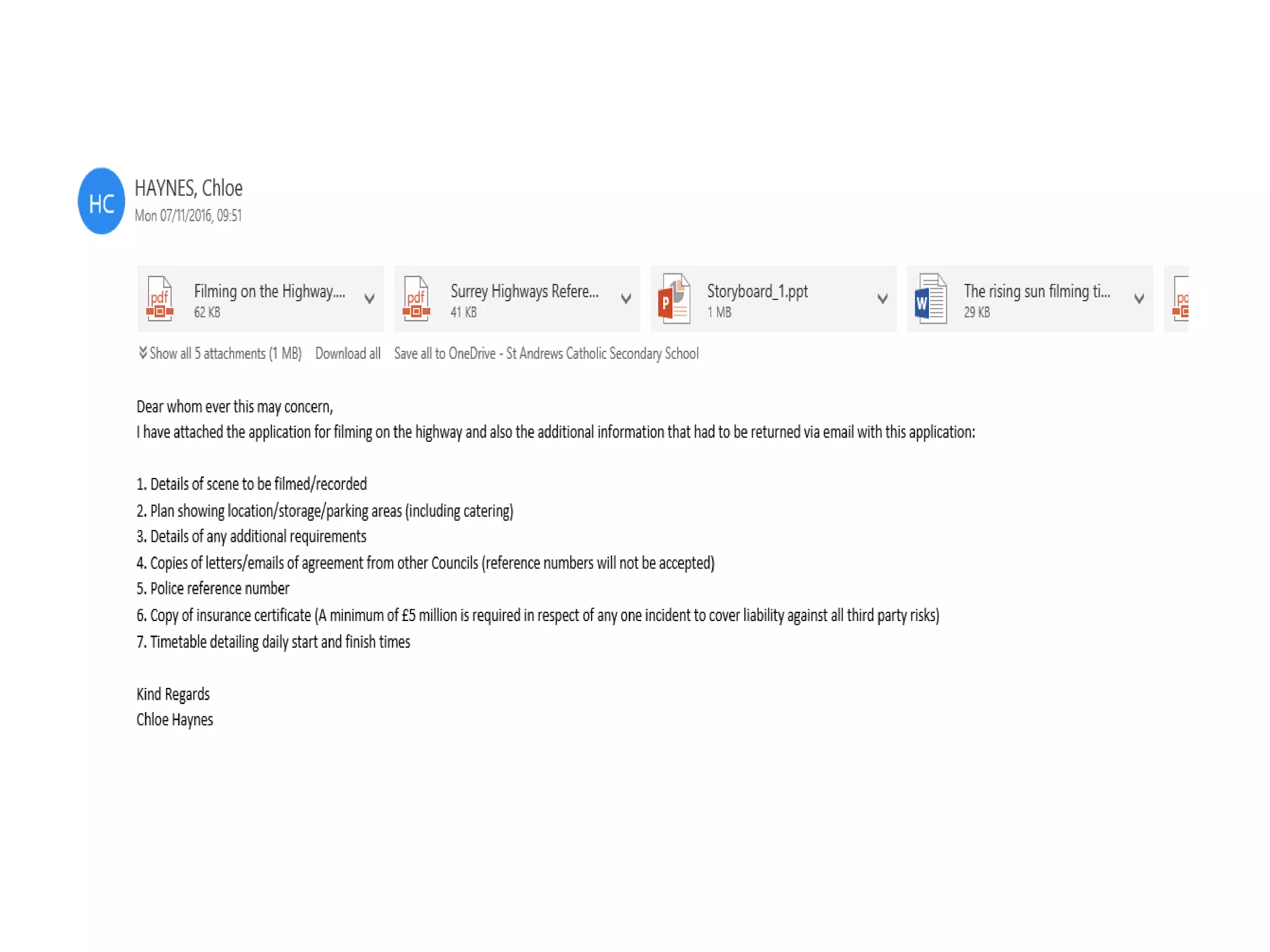 Filming Permission Email Evidence | PPTX