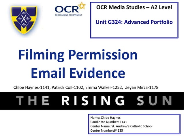 Filming Permission Email Evidence | PPTX