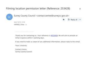 Filming Permission Email Evidence | PPTX