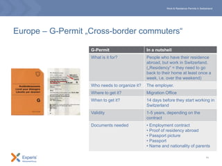 Work & Residence Permits in Switzerland - A Summary | PPTX