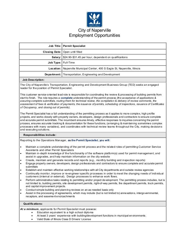 Naperville Permit Specialist | PDF