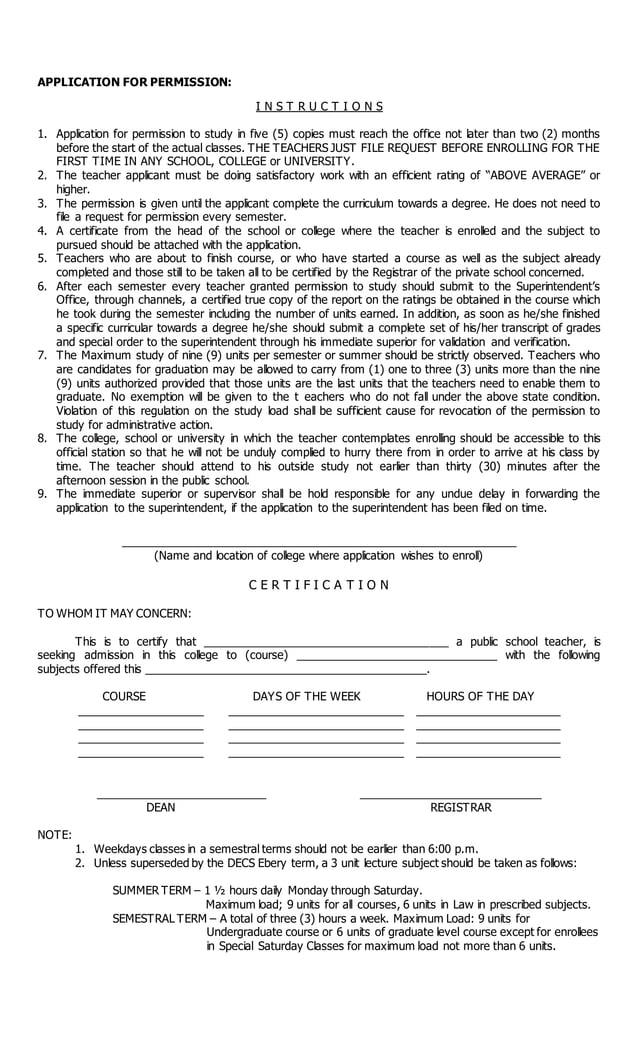 Permit to study | DOCX