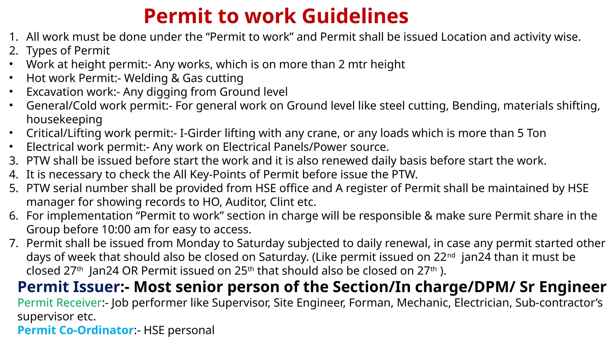 Permit to work slideshare.pptx and Types of Permit | PPTX