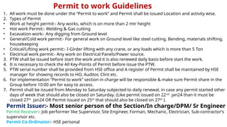 Permit to work slideshare.pptx and Types of Permit | PPTX