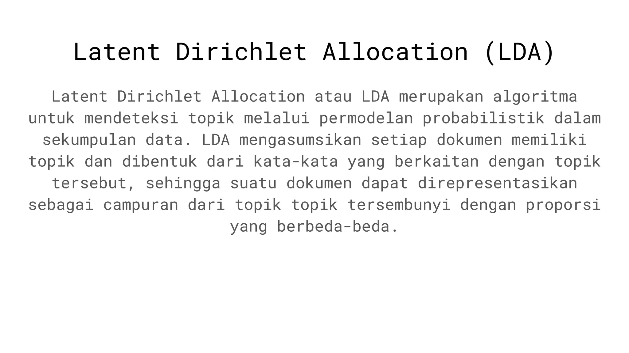 Permodelan Topik Menggunakan Latent Dirichlet Allocation | PPTX