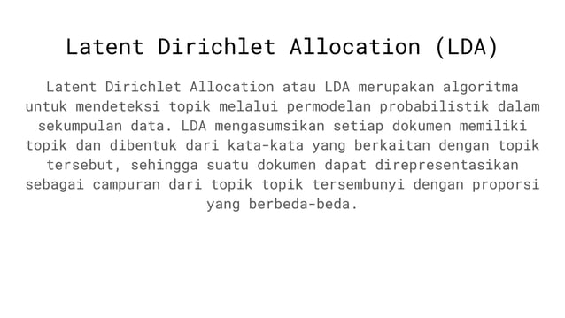 Permodelan Topik Menggunakan Latent Dirichlet Allocation | PPTX