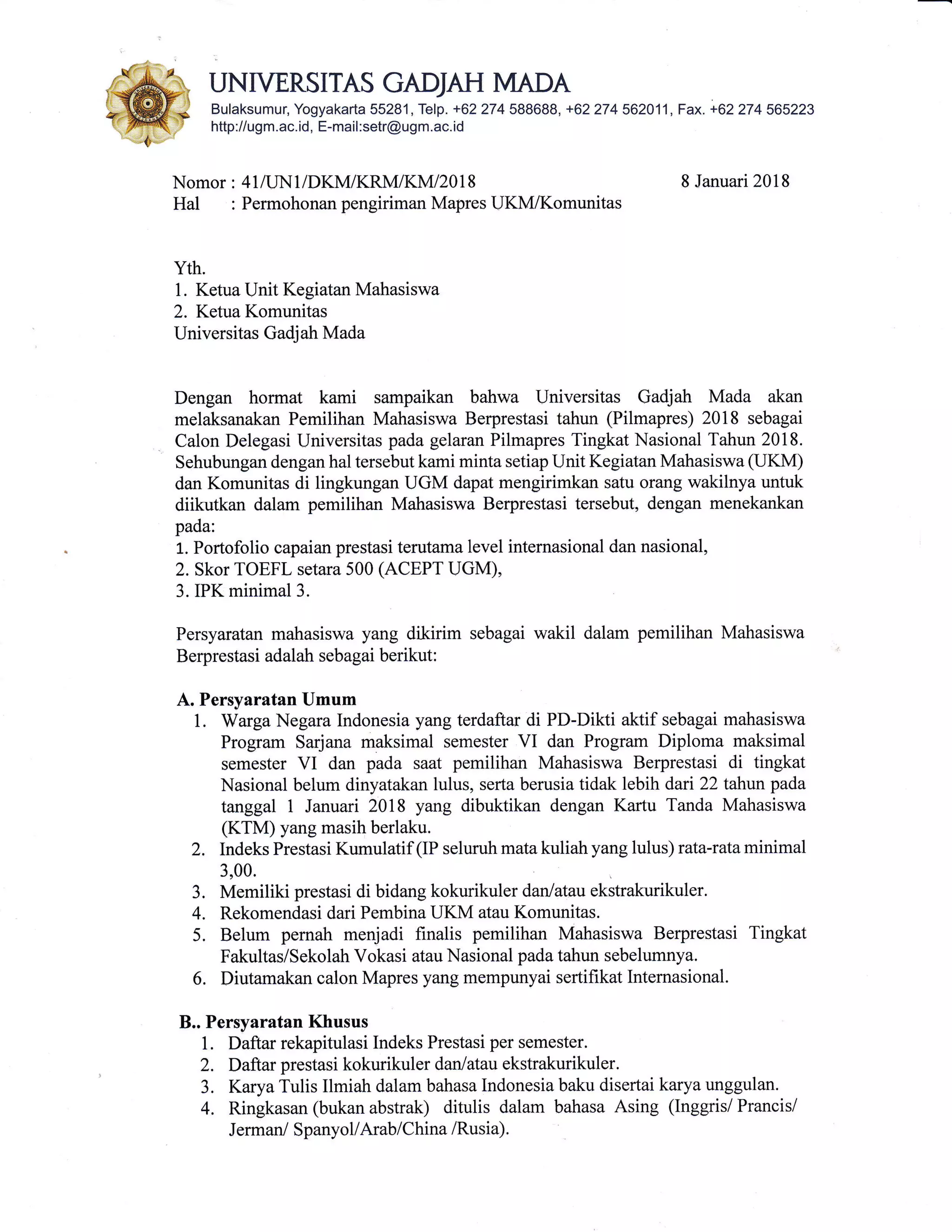 Permohonan mapres ukm dan komunitas | PDF