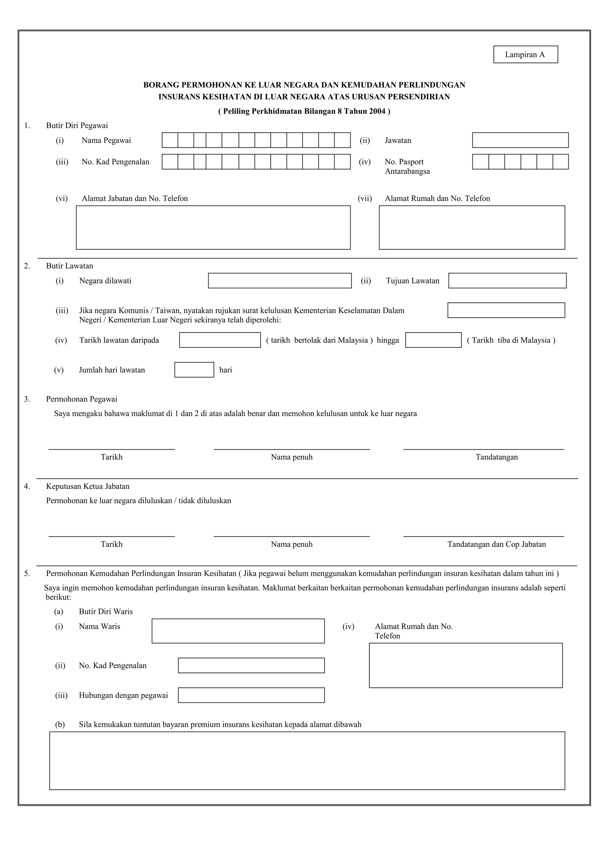 Permohonan perjalanan keluar negara dan insuran | PDF