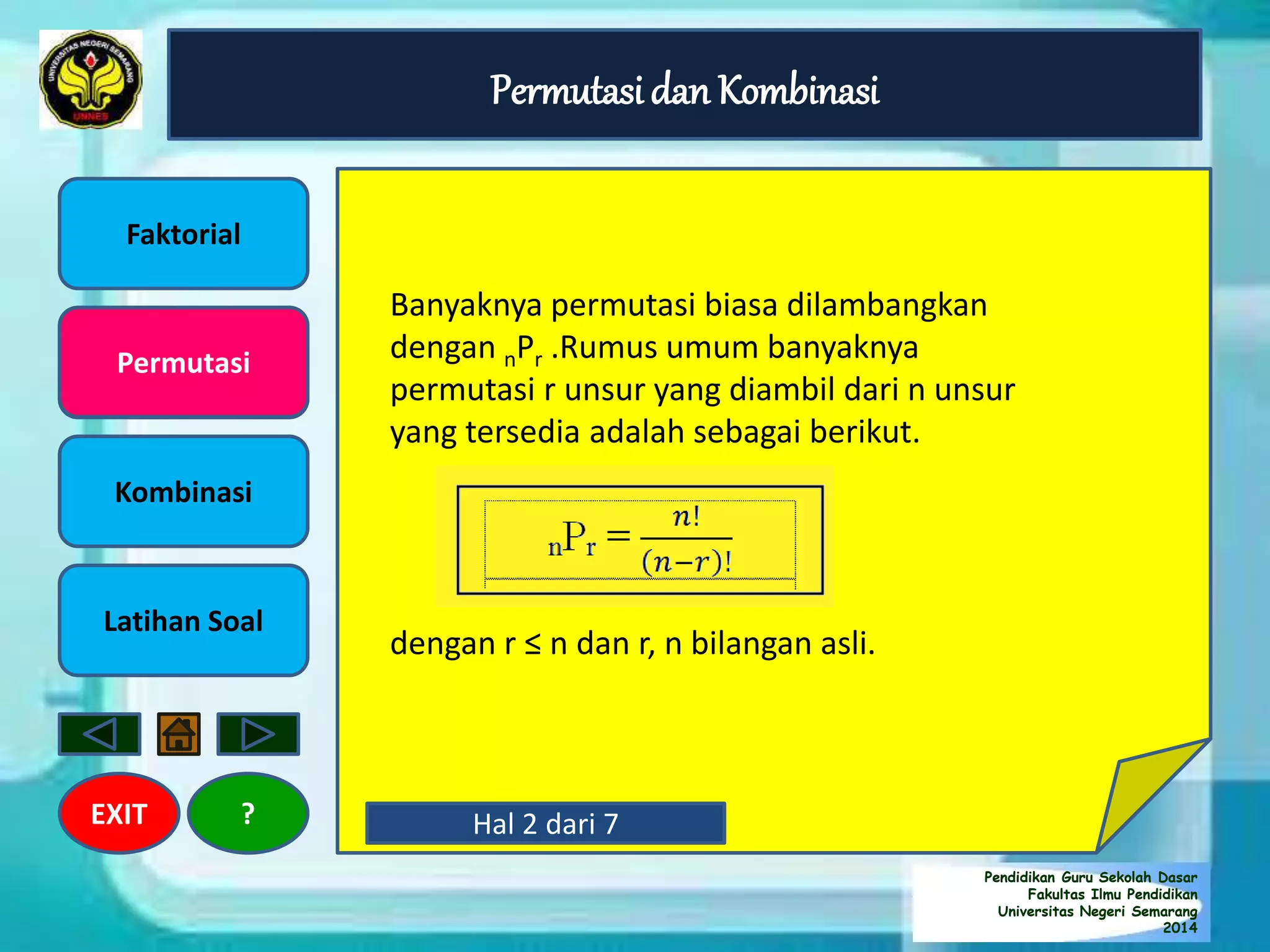 Permutasi dan kombinasi | PPTX