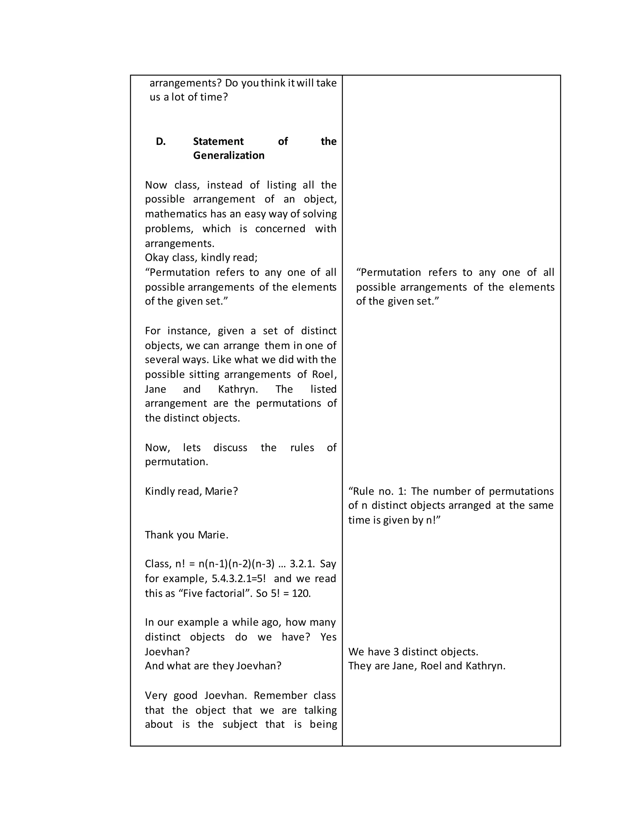A detailed lesson plan in permutation | DOCX
