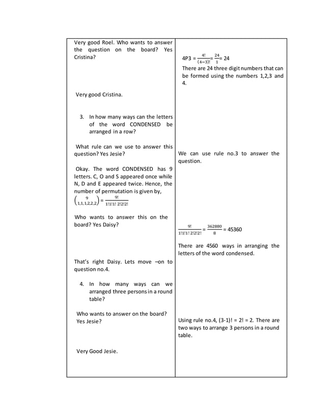A detailed lesson plan in permutation | DOCX | Programming Languages ...