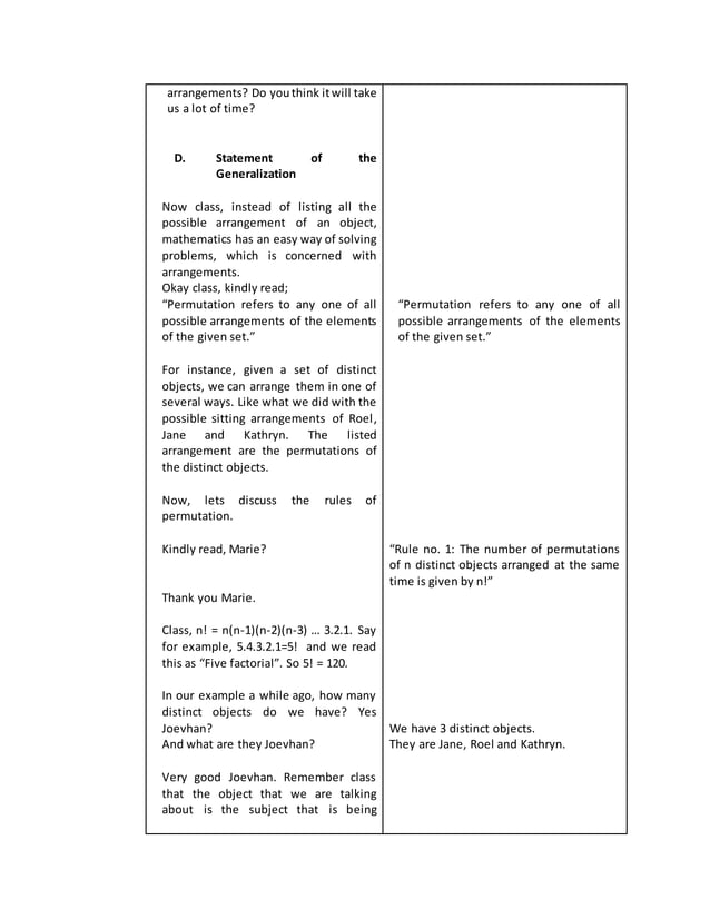 A detailed lesson plan in permutation | DOCX | Programming Languages ...