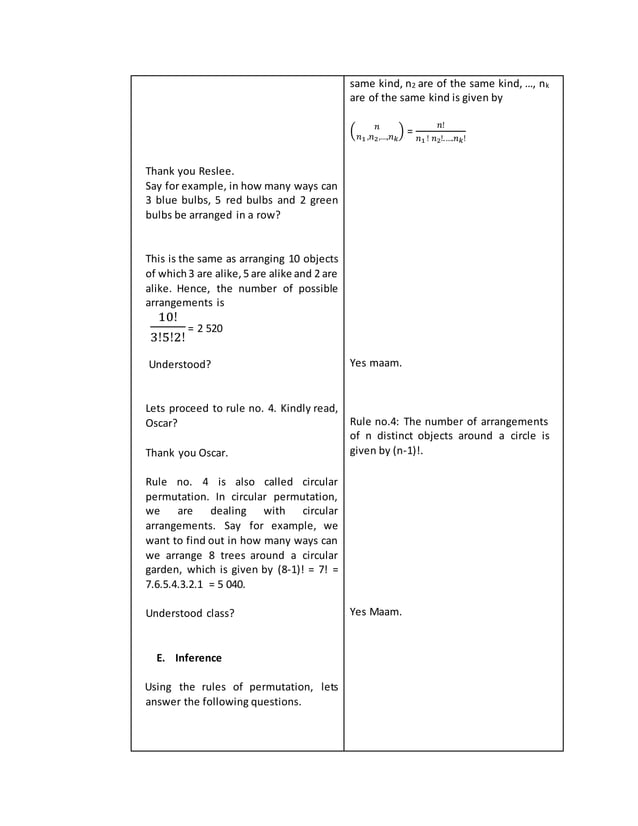 A detailed lesson plan in permutation | DOCX | Programming Languages ...
