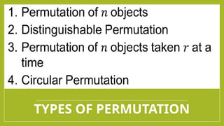 PERMUTATION of n objects taken r at a time and samples.pptx