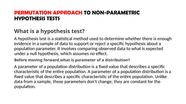 Permutation Approach To Non Parametric Hypothesis Test [autosaved] Pptx Free Download