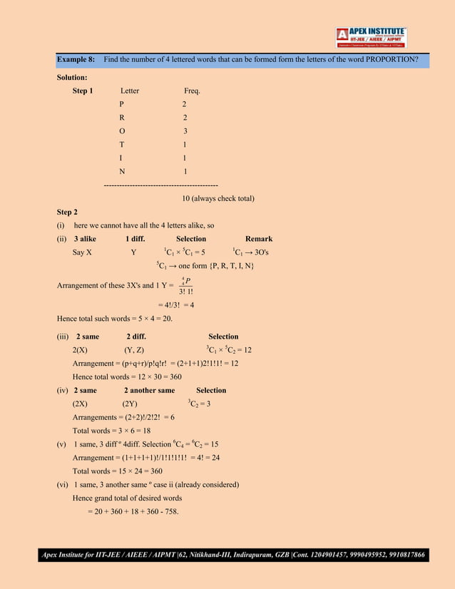 Permutation & combination | PDF | College Planning | College Education