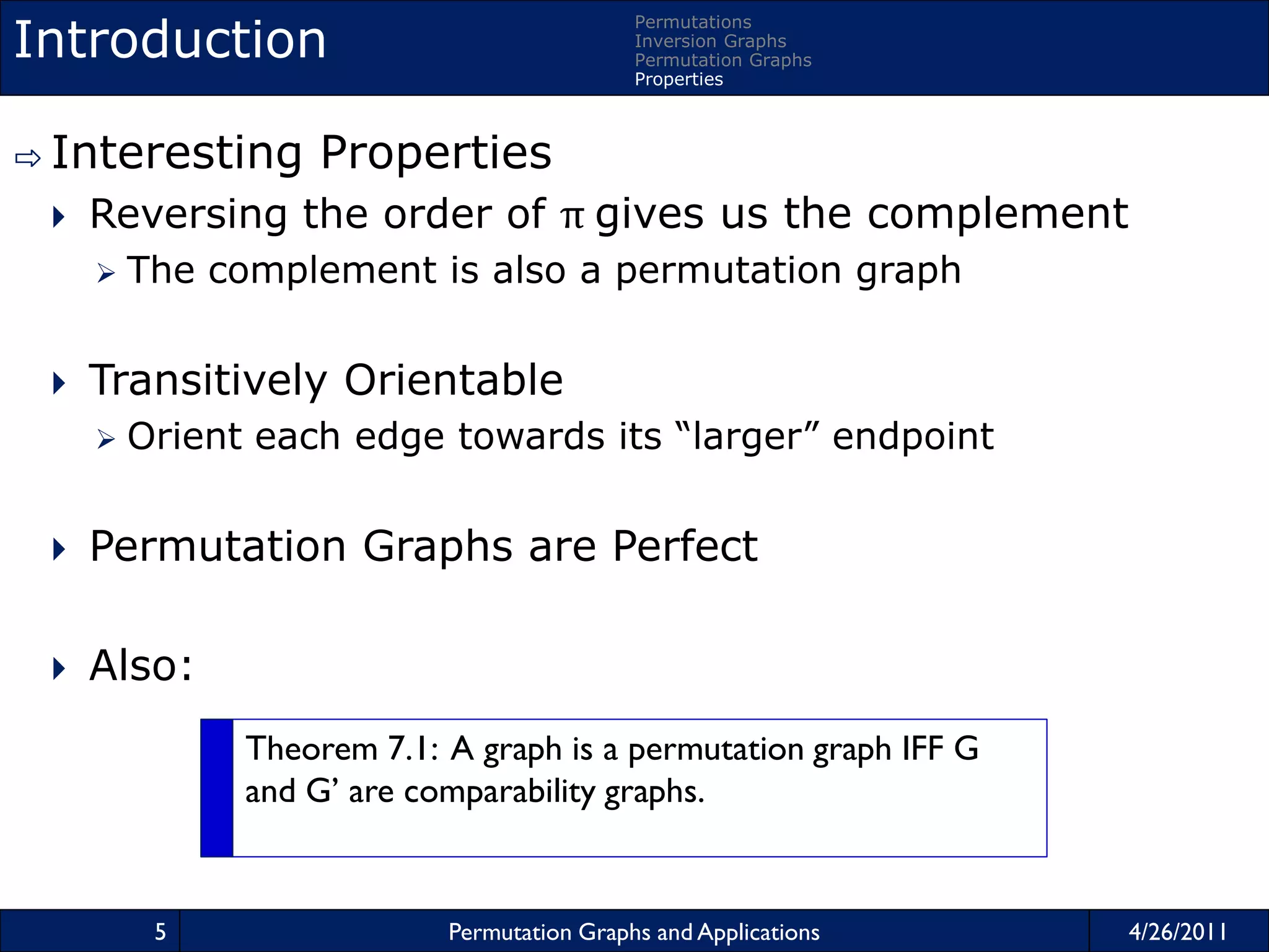 Permutation Graphsandapplications Ppt 2492