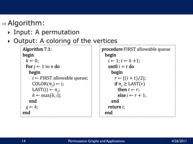Permutation graphsandapplications | PPT