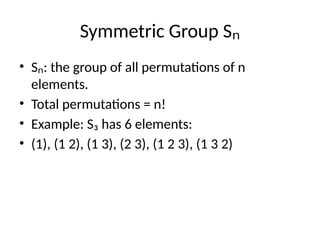 permutation group symmetric group and its examples | PPTX