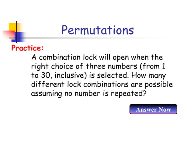 Permutations And Combinations For Quantitative Reasoning Class Ppt