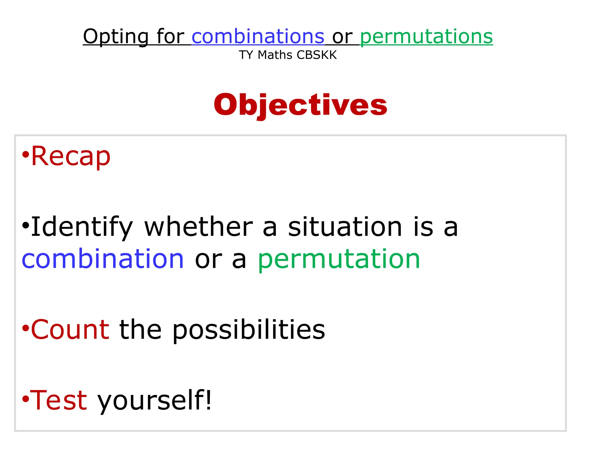 Permutations And Combinations Presentation | PPT