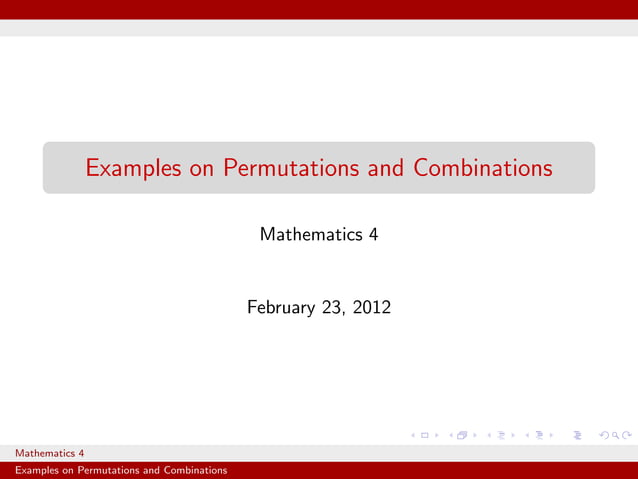 Permutations and combinations examples | PPT