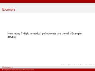 Permutations and combinations examples | PPT