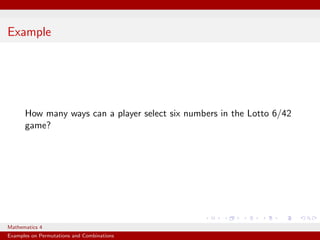 Permutations and combinations examples | PPT