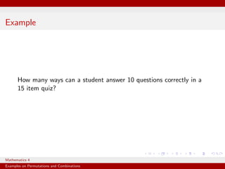 Permutations and combinations examples | PPT