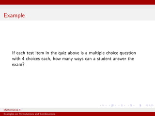 Permutations and combinations examples | PPT