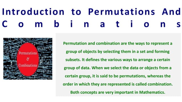 Permutations and combinations ppt | PPTX