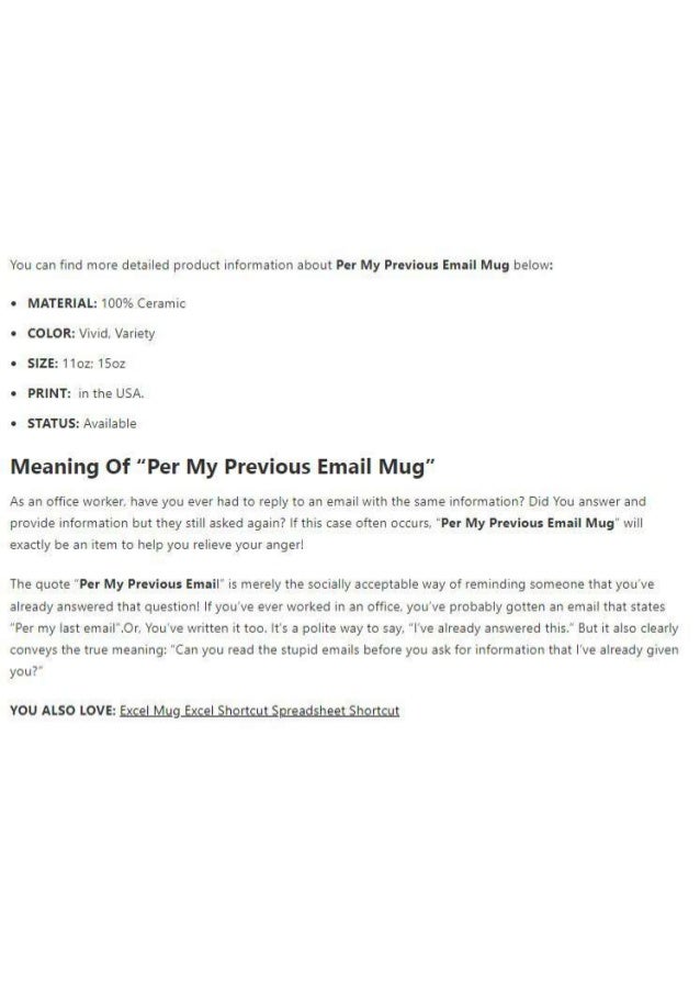 Per My Previous Email Mug | PDF