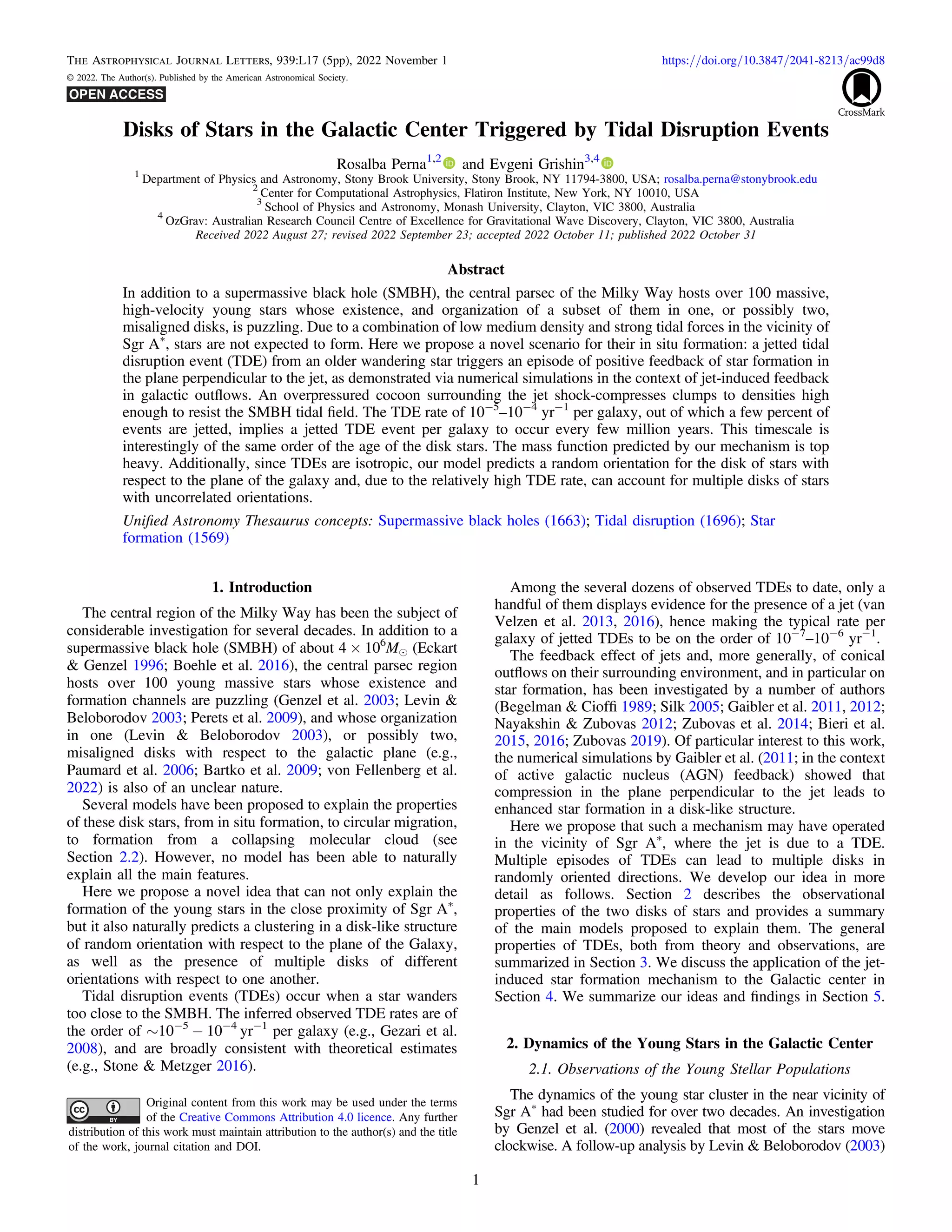 Disks of Stars in the Galactic Center Triggered by Tidal Disruption ...