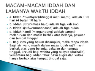 Pernikahan dalam islam talak, iddah dan rujuk | PPTX