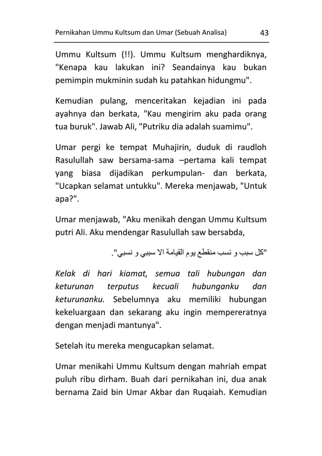 Pernikahan ummu kultsum dengan umar | PDF
