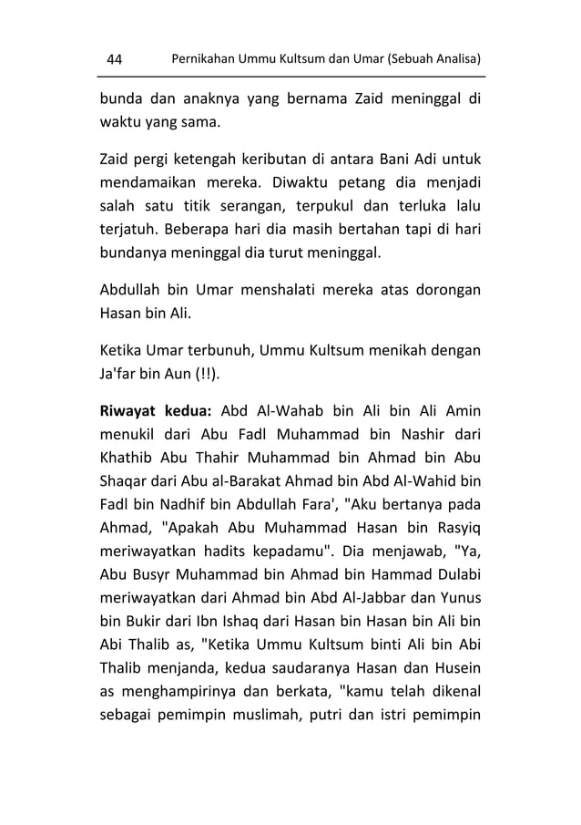 Pernikahan ummu kultsum dengan umar | PDF