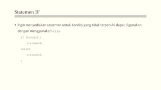 Pernyataan Kondisi dalam Pemrograman PHP | PPTX