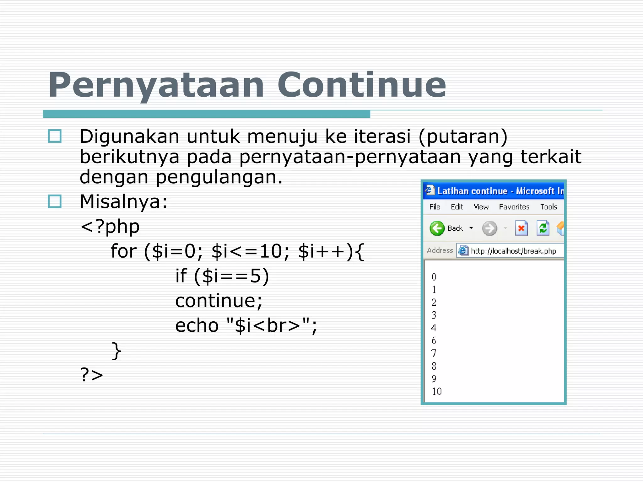 Pernyataan Perulangan dalam Pemrograman PHP | PPT