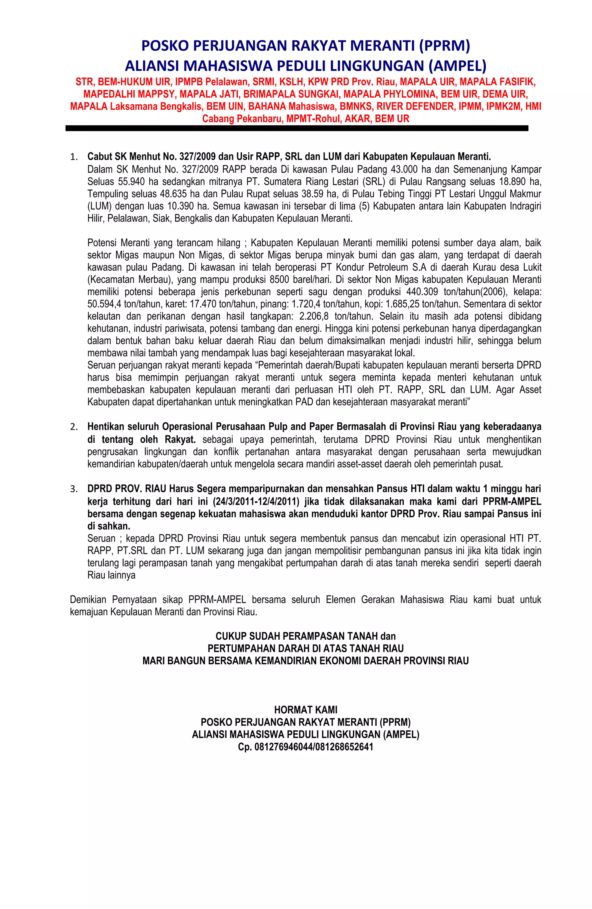 Izin RAPP di Pulau Padang Cacat Administrasi | DOC