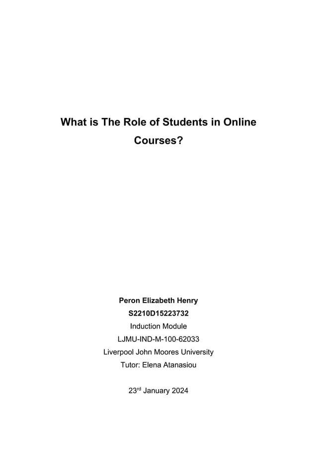 What is The Role of Students in Online Courses? | PDF