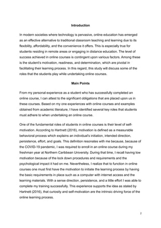 What is The Role of Students in Online Courses? | PDF