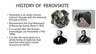 PEROVSKITE SOLAR CELLS.pptx history, importance,advantages | PPTX