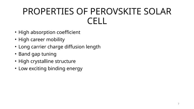 PEROVSKITE SOLAR CELLS.pptx history, importance,advantages | PPTX