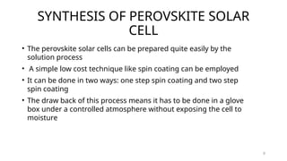 PEROVSKITE SOLAR CELLS.pptx history, importance,advantages | PPTX