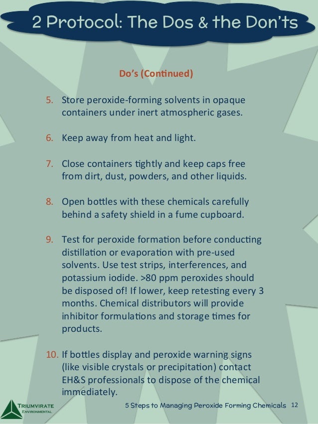 5 Steps to Managing Peroxide-Forming Chemical