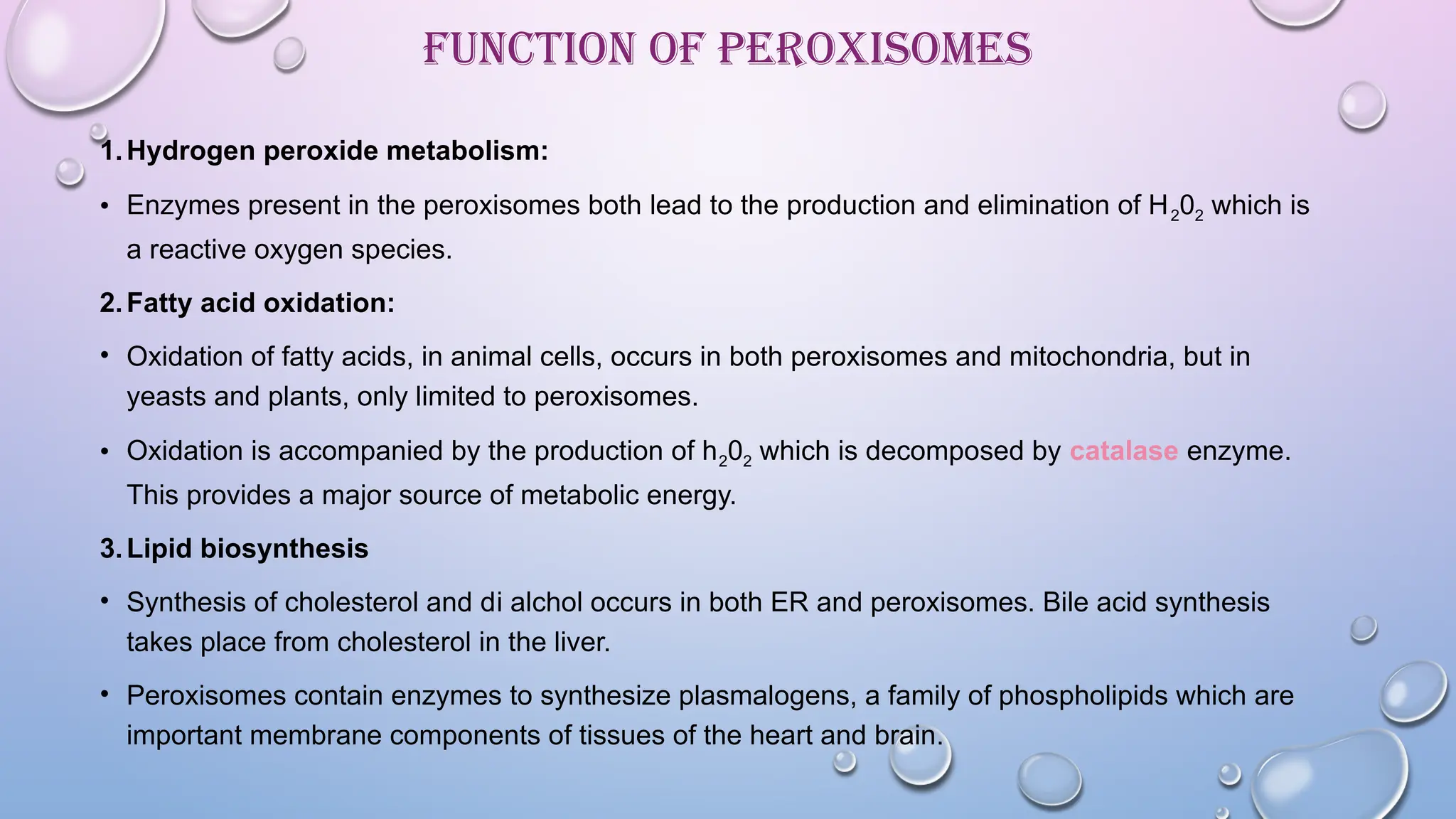 peroxisomes overview and role of its function in body | PPTX