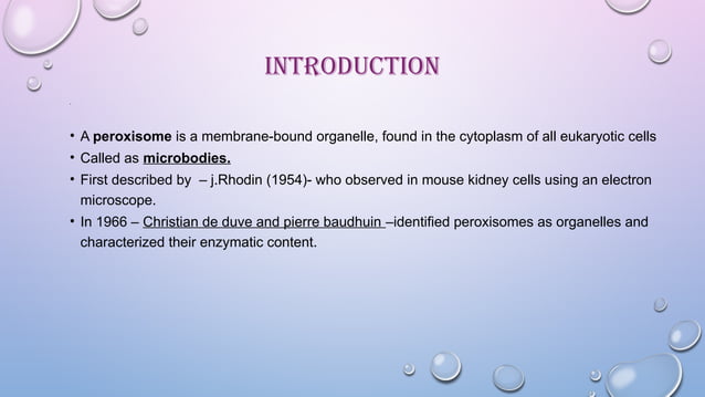 peroxisomes overview and role of its function in body | PPT