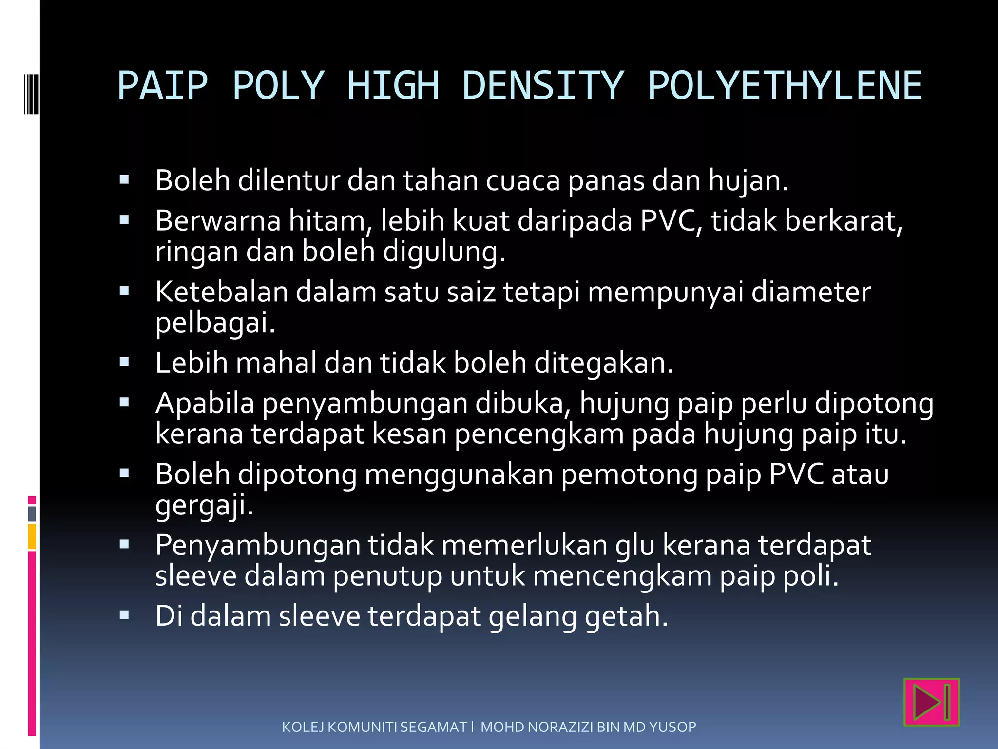 Perpaipan (laksanakan penyambungan paip dan injap) | PPTX