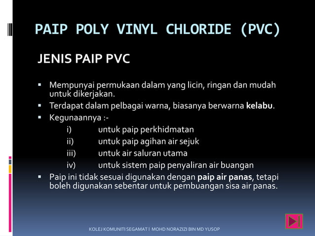 Perpaipan (laksanakan penyambungan paip dan injap) | PPTX